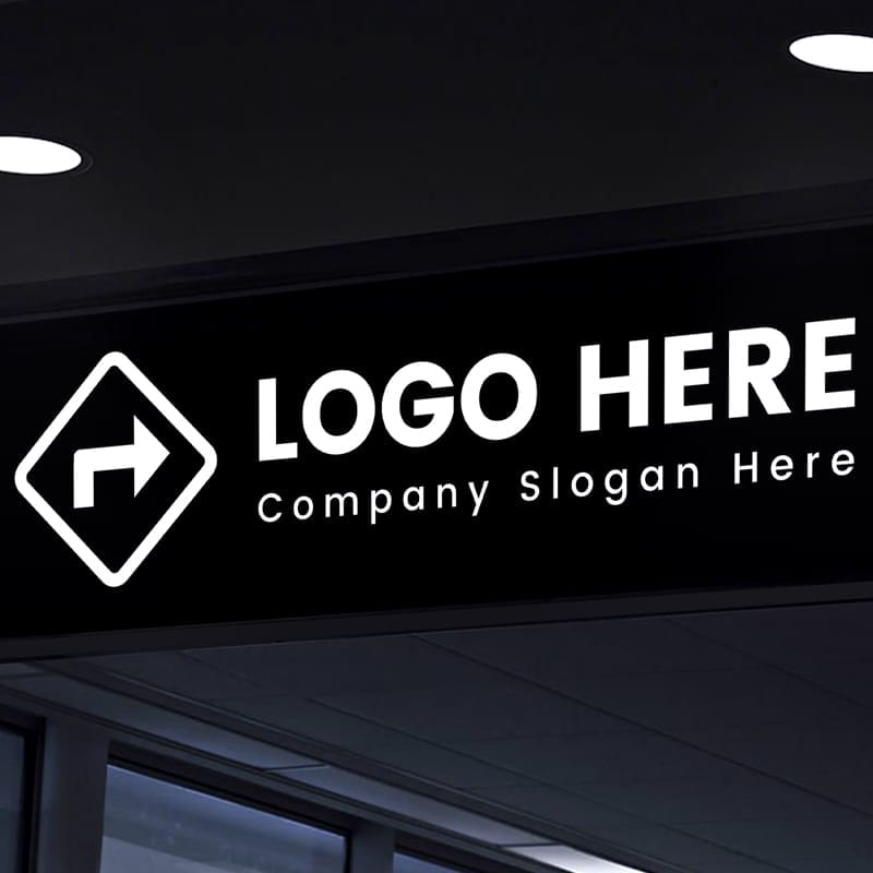 Free Night Signage Logo Mockup PSD
