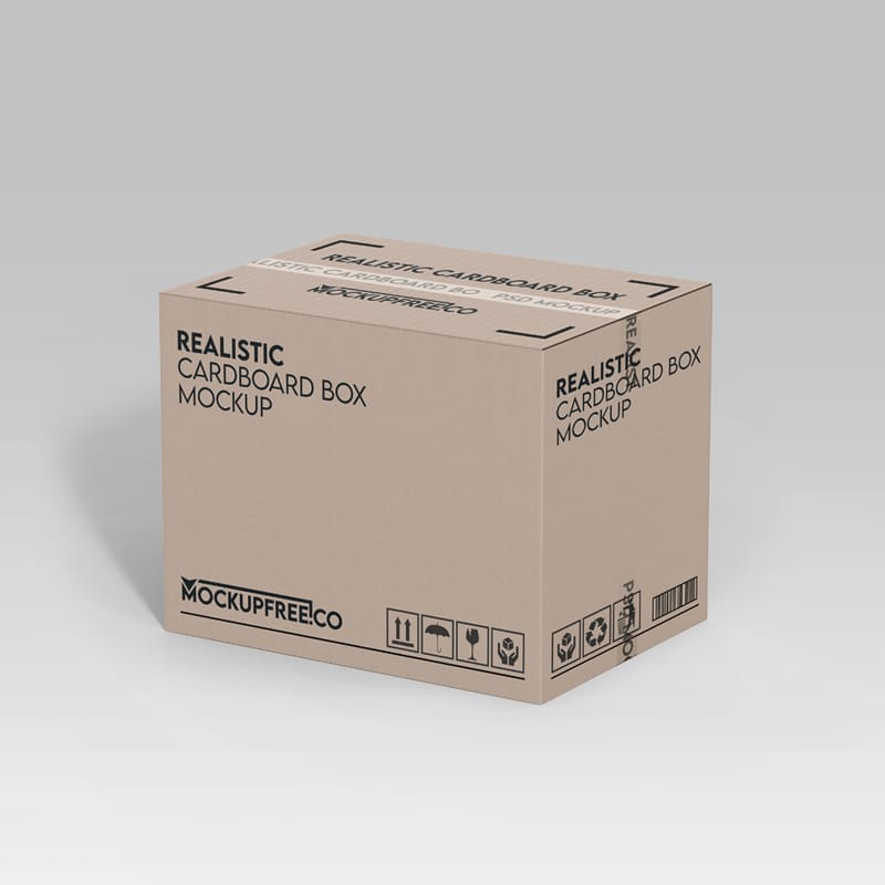 Free Realistic Cardboard Box Mockup PSD Free Realistic Cardboard Box Mockup PSD