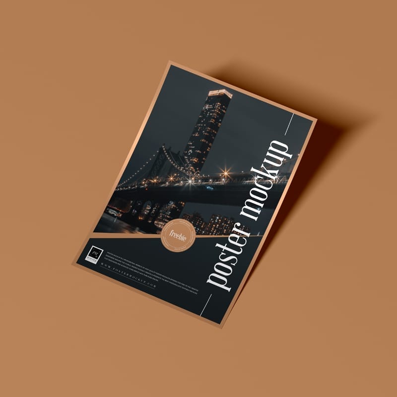 Free Curved Paper A3 Poster Mockup PSD