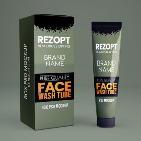 Free Face Wash Tube Packaging Mockup PSD