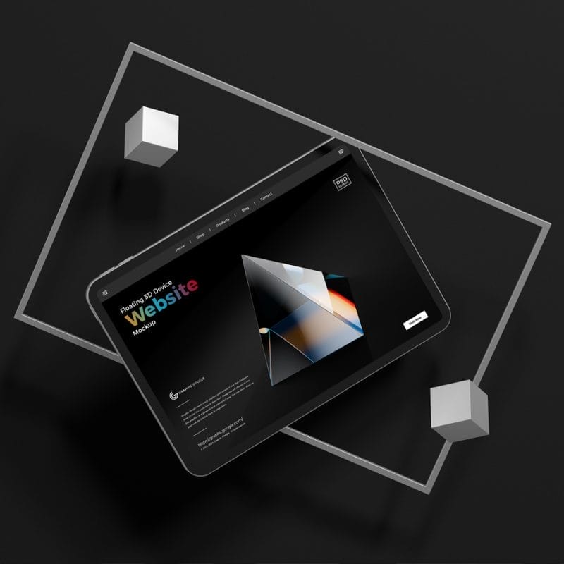 Free Floating 3D Device Website Mockup PSD