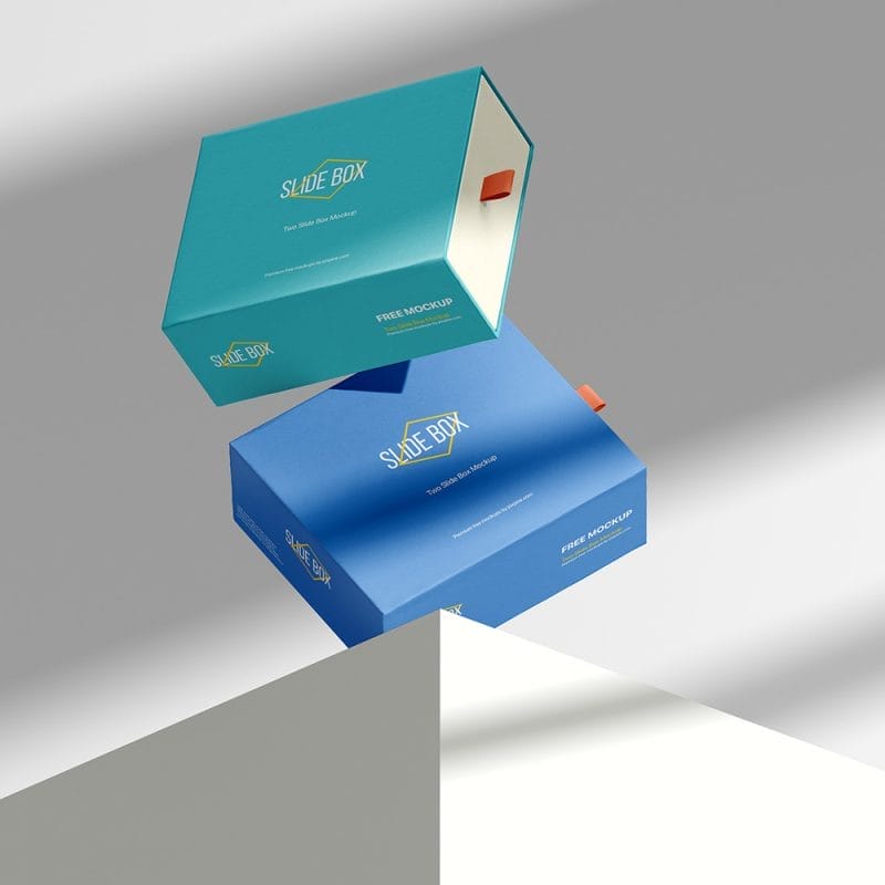 Free Floating Two Slide Box Mockup PSD