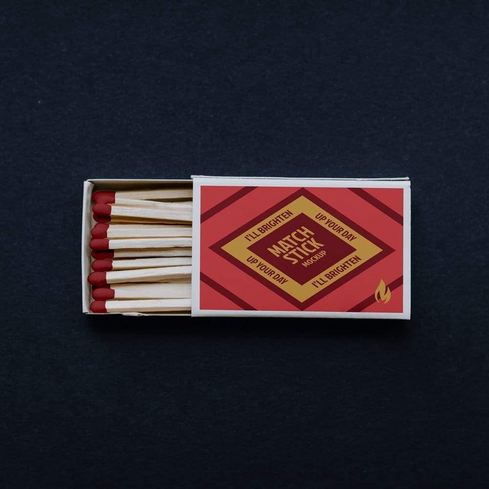 Free Matchstick Box Mockup PSD