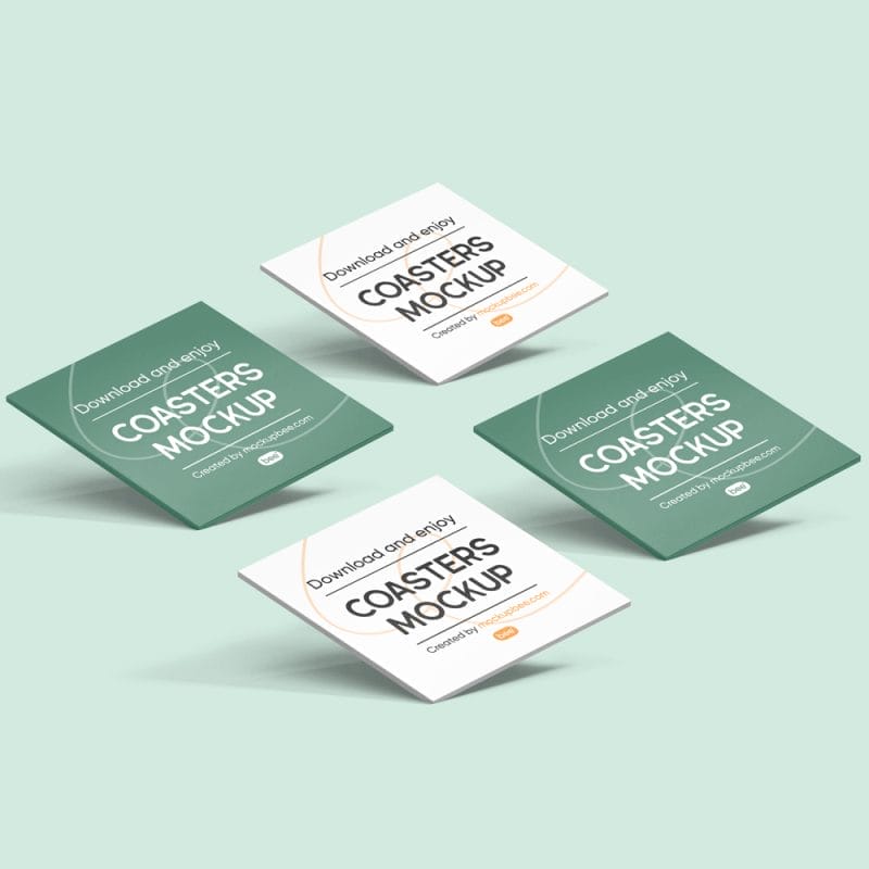 Free Square Paper Coaster Mockups PSD