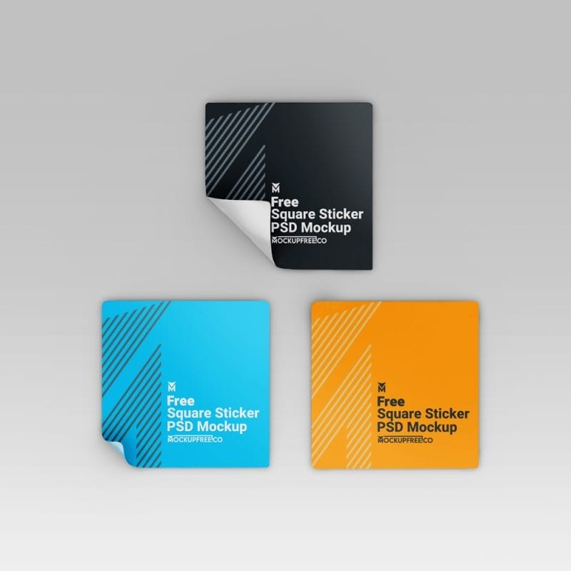Free Square Sticker Mockup PSD