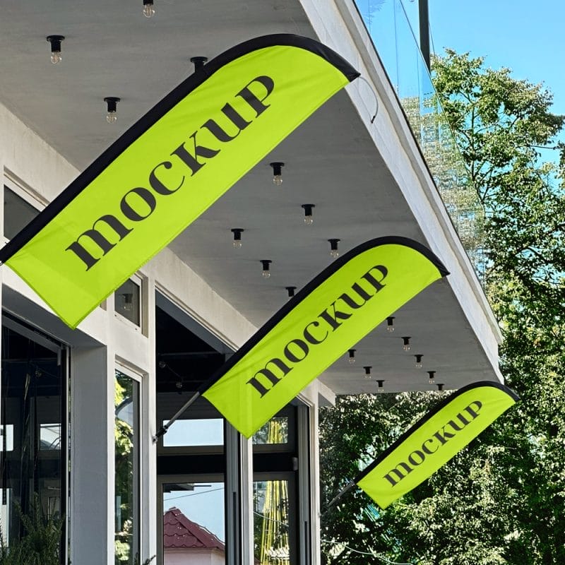 Free Terrace Flag Mockup PSD