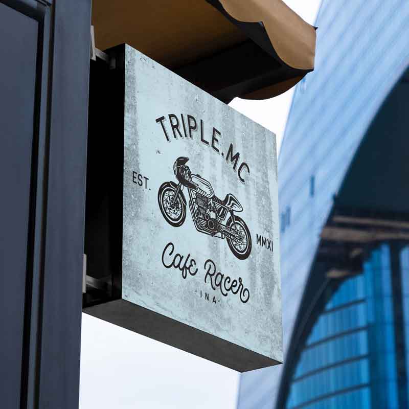 Free Hanging Signage Side View Mockup PSD