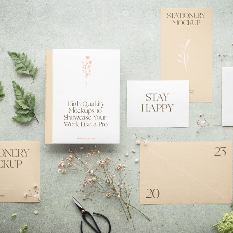 Free Paper Stationery Set Mockup PSD
