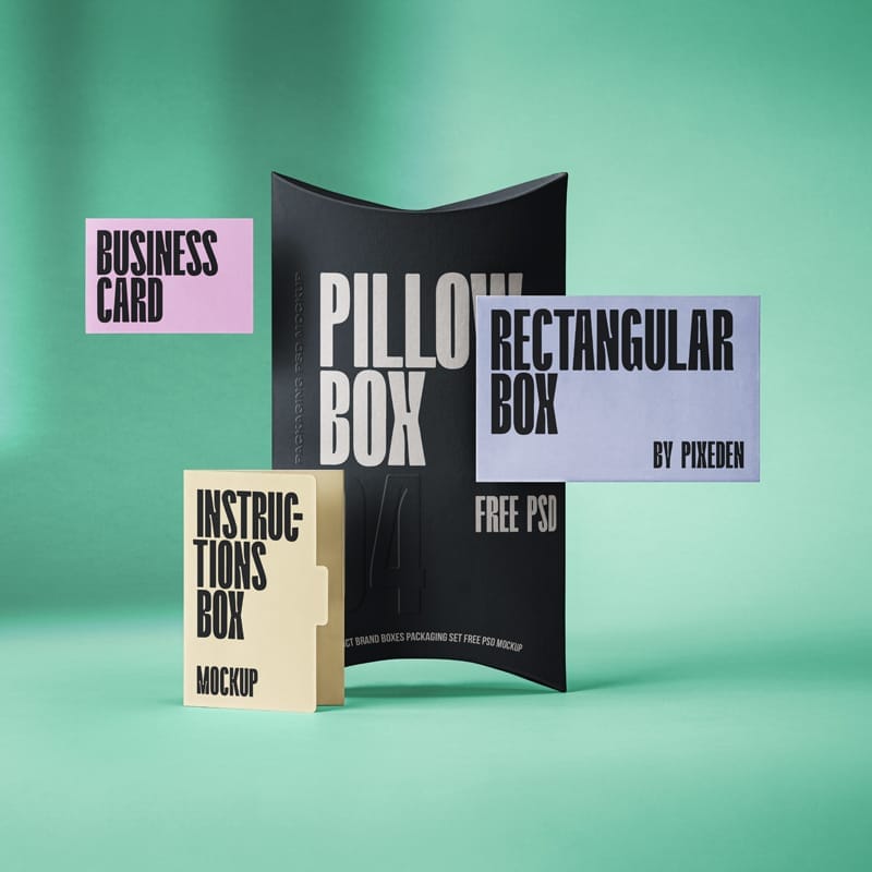 Free Product Brand Boxes Packaging Mockup PSD