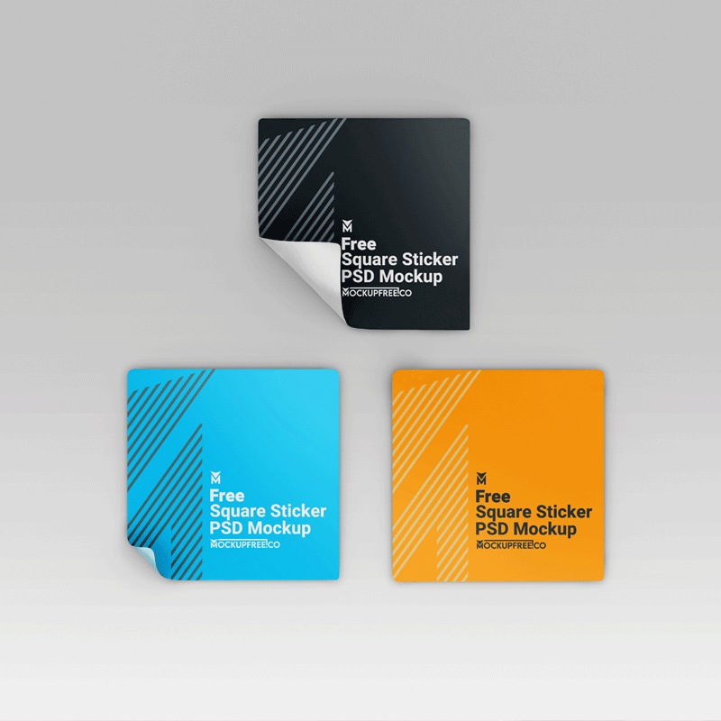 Free Square Sticker Mockup PSD