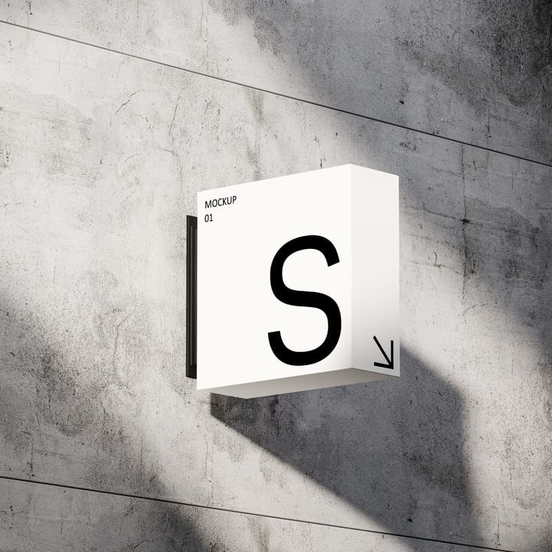 Free Wall Sign Mockup Template PSD