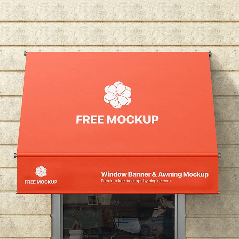 Free Window Banner And Awning Mockup PSD