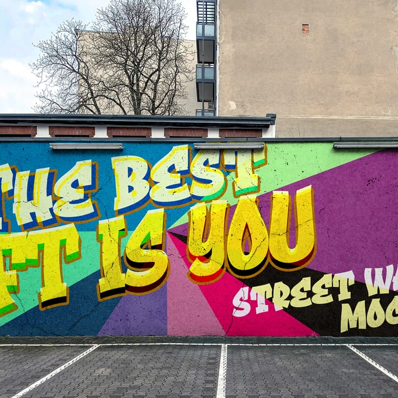 Free Berlin Street Wall Painting Mockup PSD Free Berlin Street Wall Painting Mockup PSD