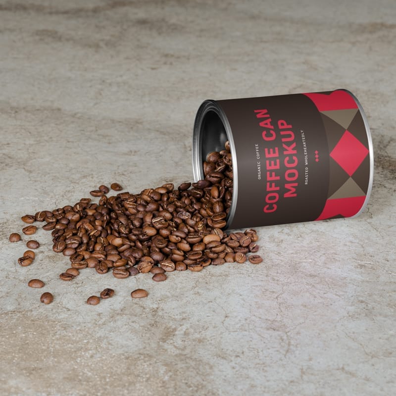 Free Coffee Packaging Can Mockup PSD