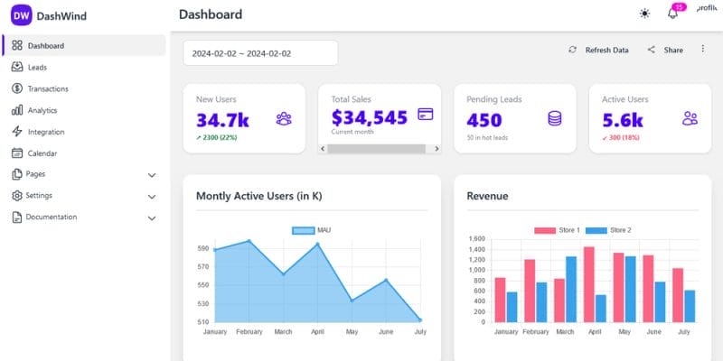 20 + Top Free Tailwind Admin Templates For Effortless Web Development