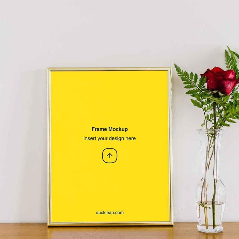 Free Frame With Flower Mockup PSD