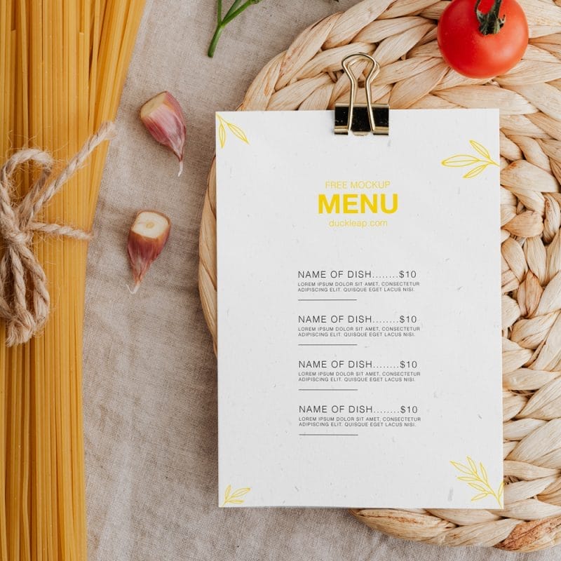 Free A4 Menu Mockup PSD