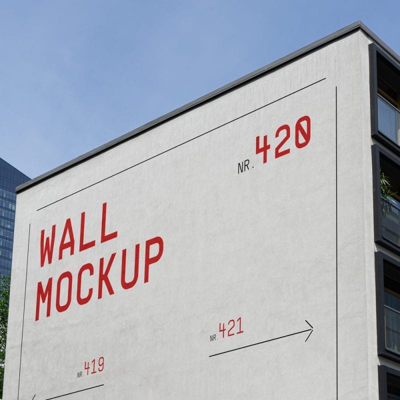 Free Building Elevation Wall Mockup PSD