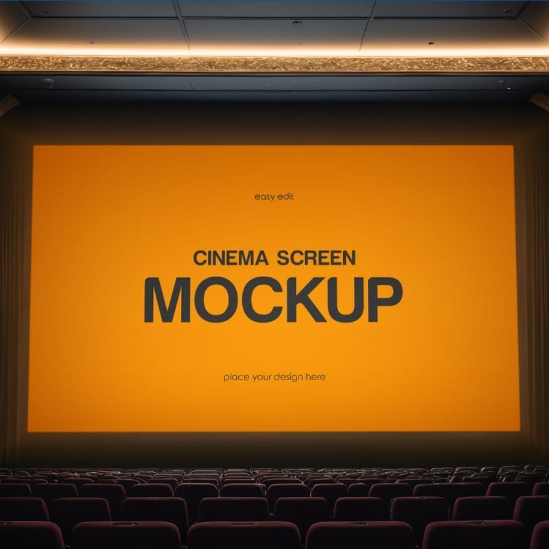 Free Cinema Screen Mockup PSD