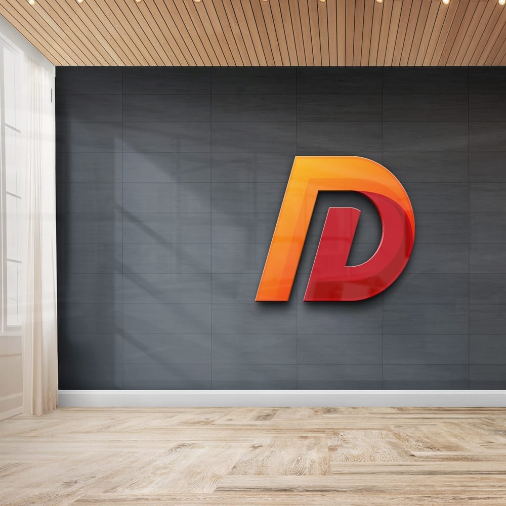 Free Reflection Logo 3d Mockup PSD