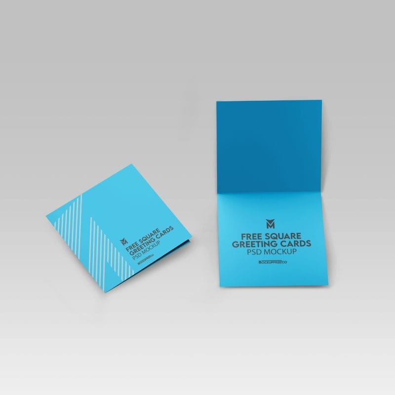 Free Square Greeting Cards Mockup PSD