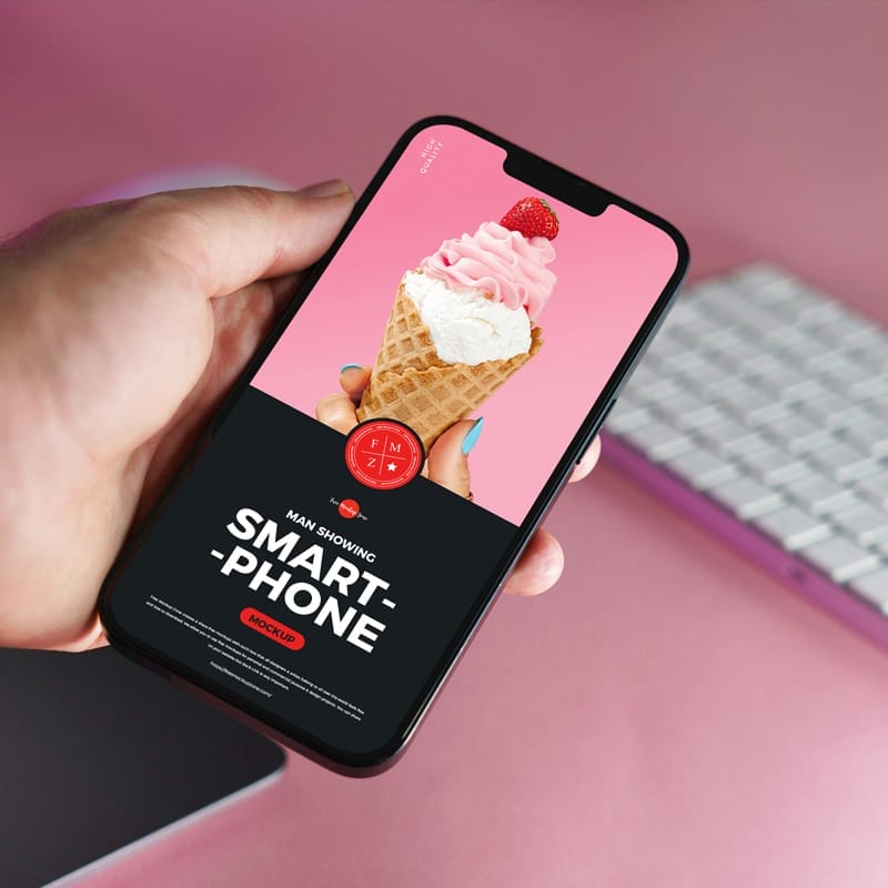 Free Man Showing Smartphone Mockup PSD