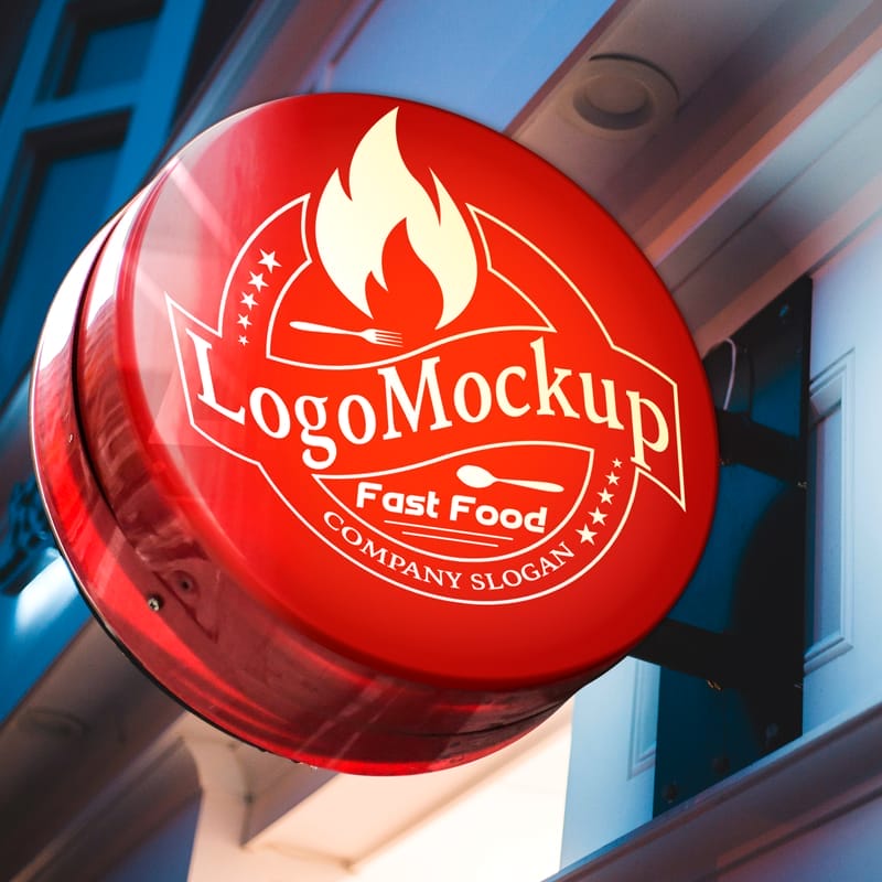 Free Red Sign Logo Mockup PSD