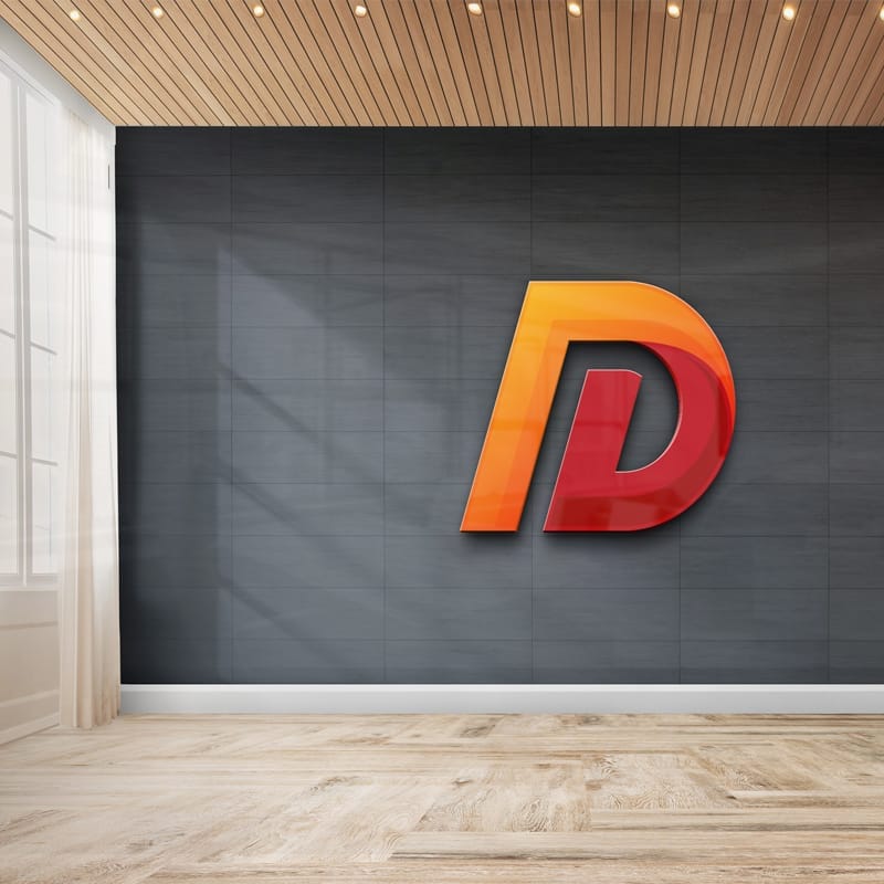 Free Reflection Logo 3d Mockup PSD