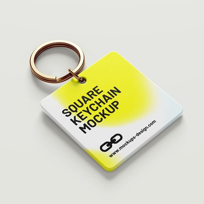 Free Square Keychain Mockup PSD