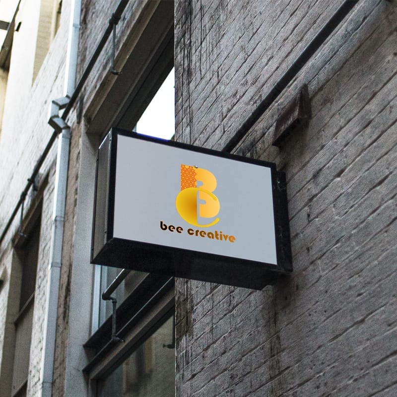 Free Street Light Box Hanging Logo Mockup PSD