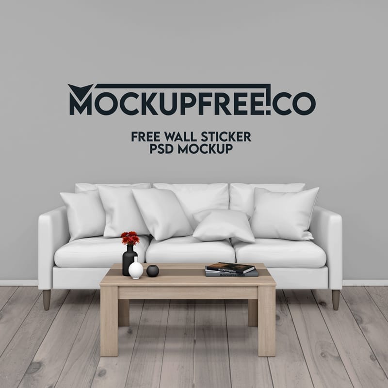 Free Wall Sticker Mockup PSD