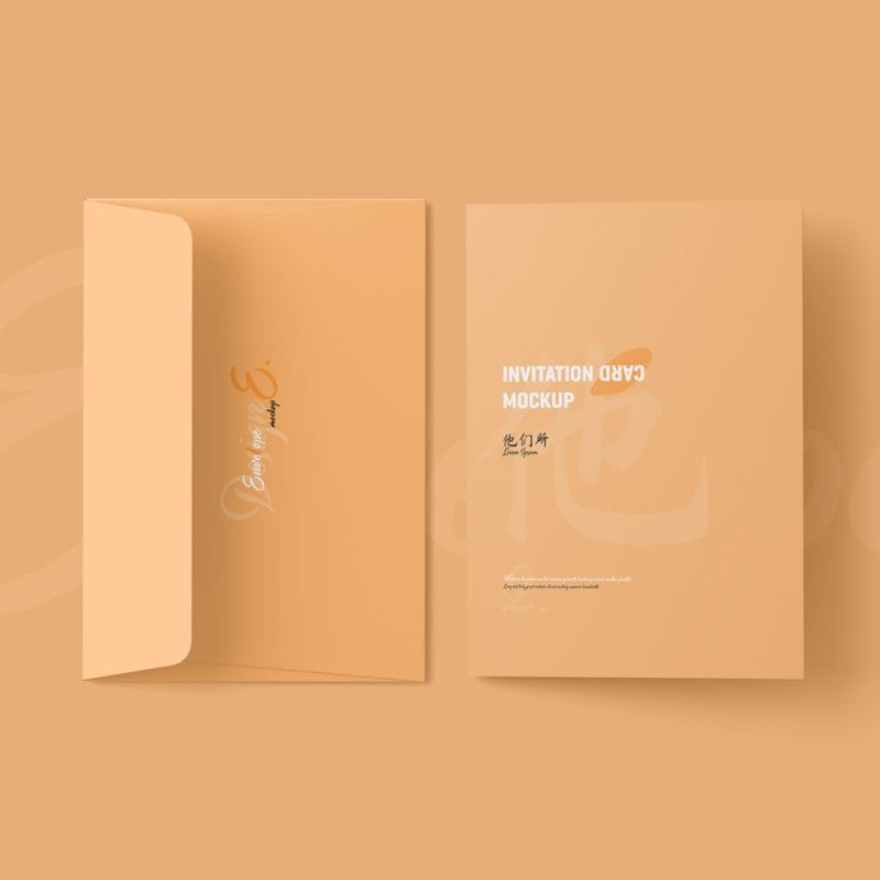 Free A5 Folded Invitation Card Mockup PSD