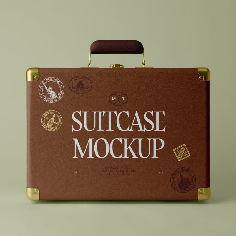 Free Front Standing Suitcase Mockup PSD