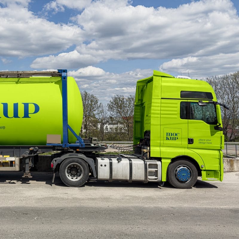 Free Fuel Tank Truck Mockup PSD