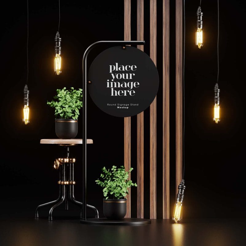 Free Luxury Signage Stand Mockup PSD