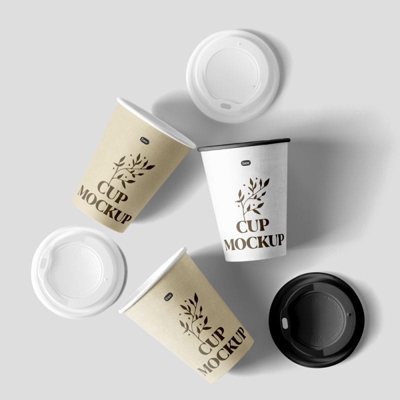 Free Paper Cups Scene Mockup PSD