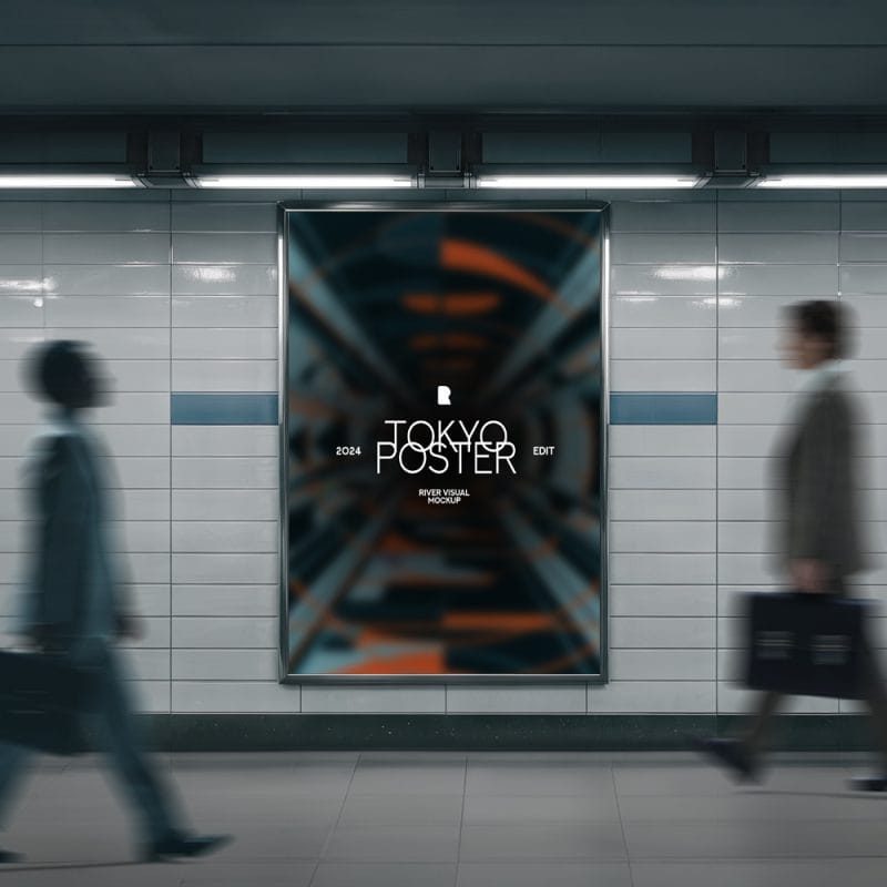 Free Tokyo Subway Poster Mockup PSD