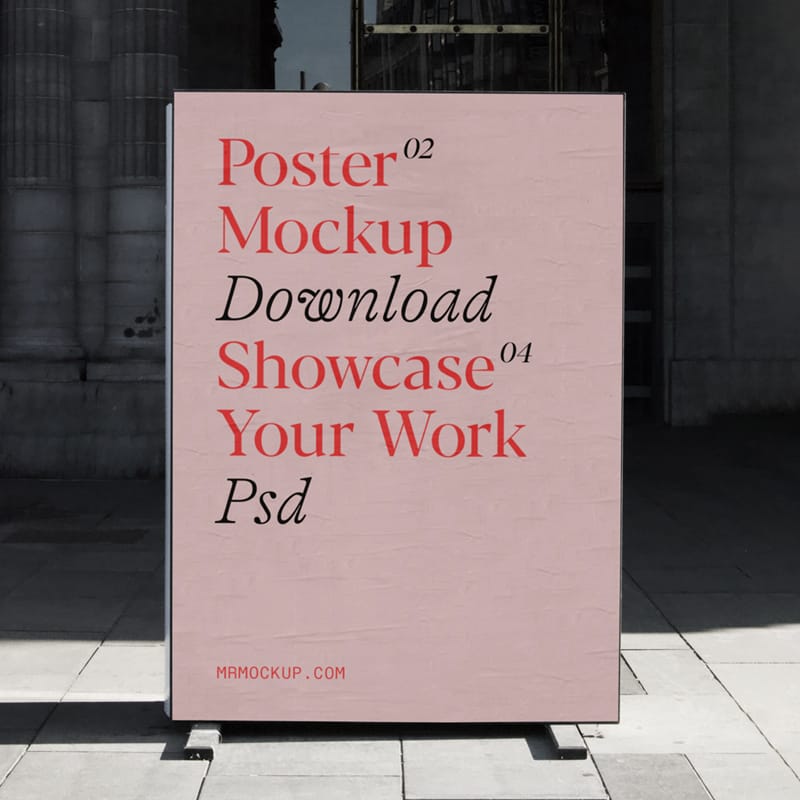 Free Front View Poster Mockup PSD
