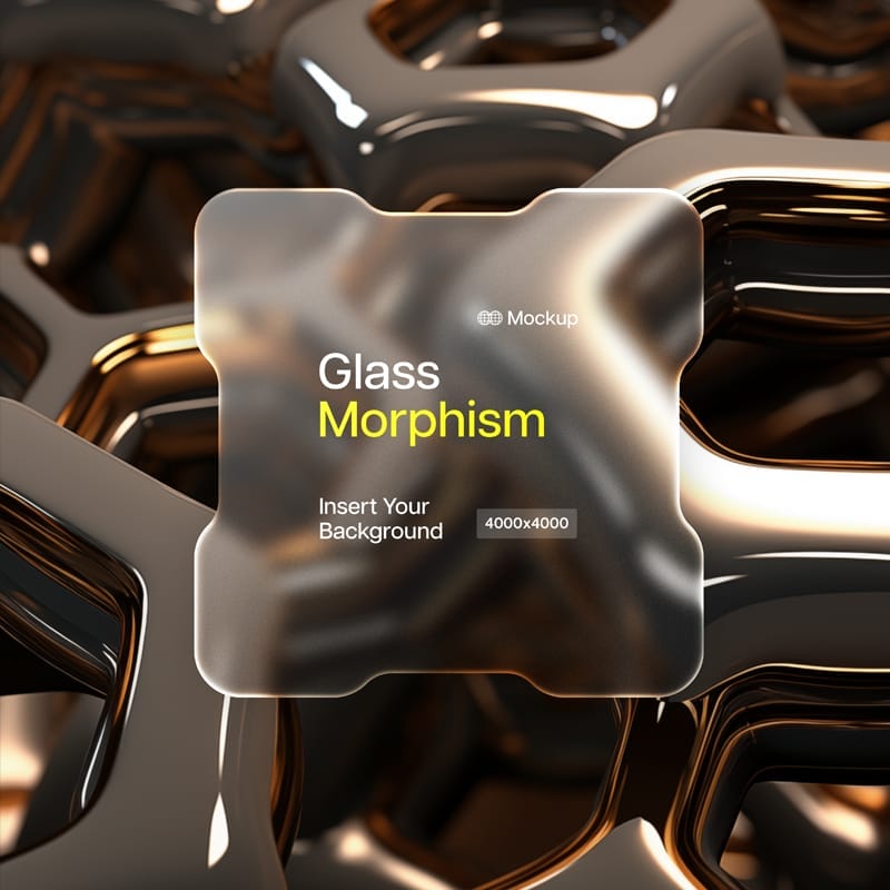 Free Glass Morphism Chip Card Mockup PSD
