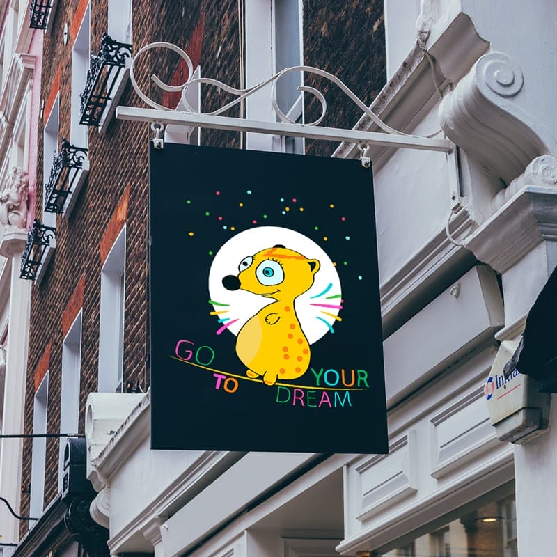 Free Hanging Wall Business Logo Mockup PSD