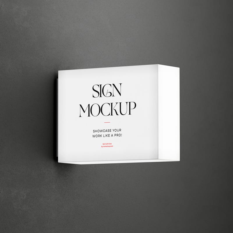 Free Lightbox Sign Mockup PSD