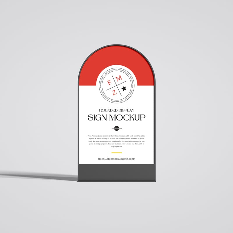 Free Rounded Display Sign Mockup PSD