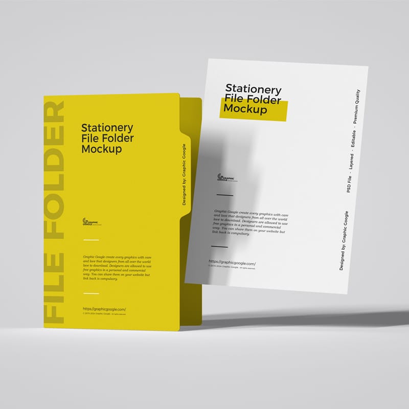 Free Stationery File Folder Mockup PSD