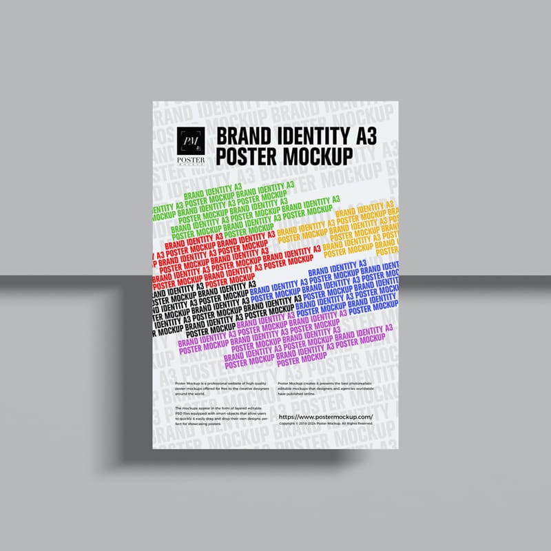 Free Brand Identity A3 Poster Mockup Template PSD