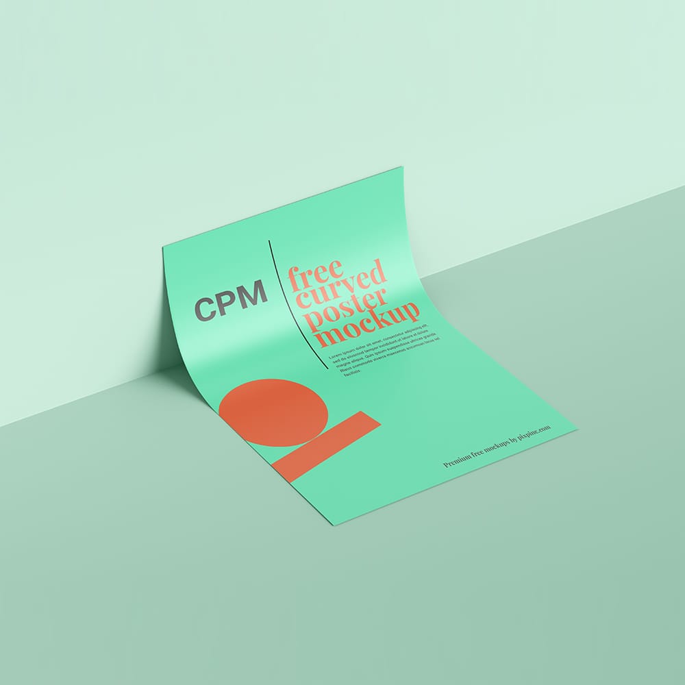 Free Curved Poster Mockup PSD