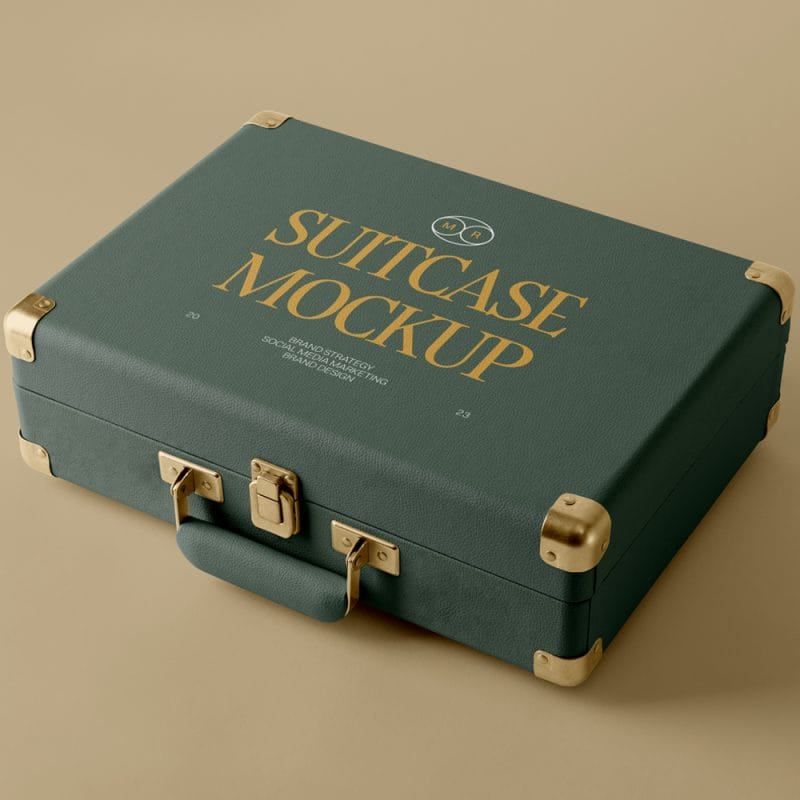 Free Lying Suitcase Mockup PSD