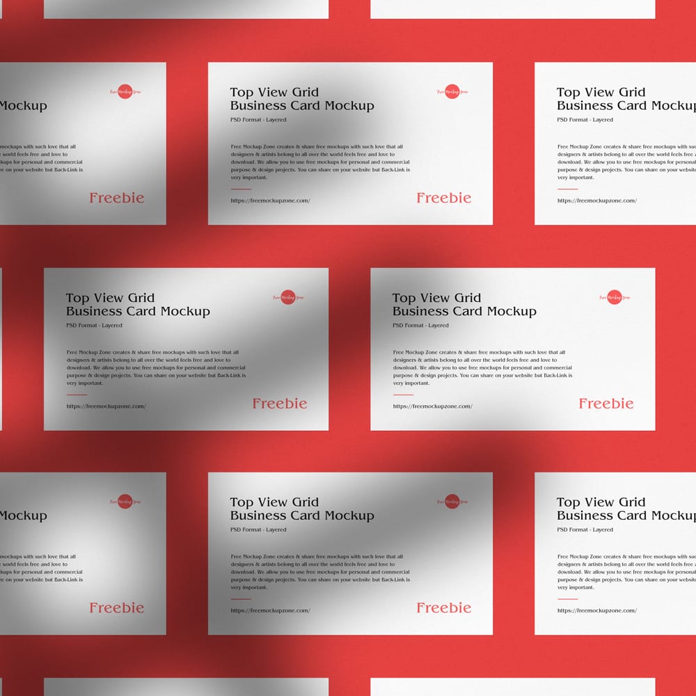 Free Top View Grid Business Card Mockup PSD