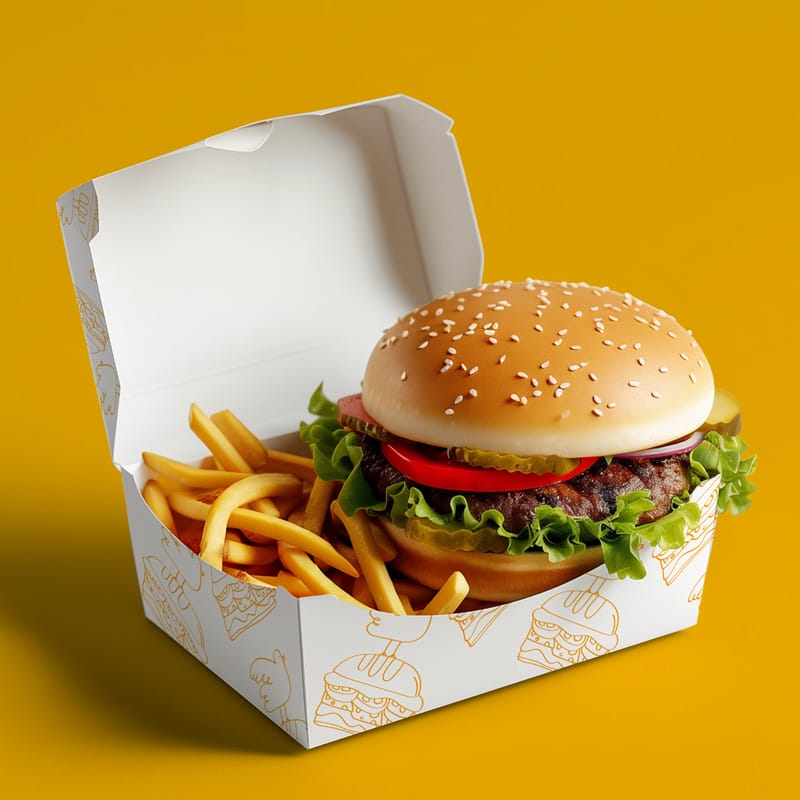 Free Hamburger Box Mockup PSD