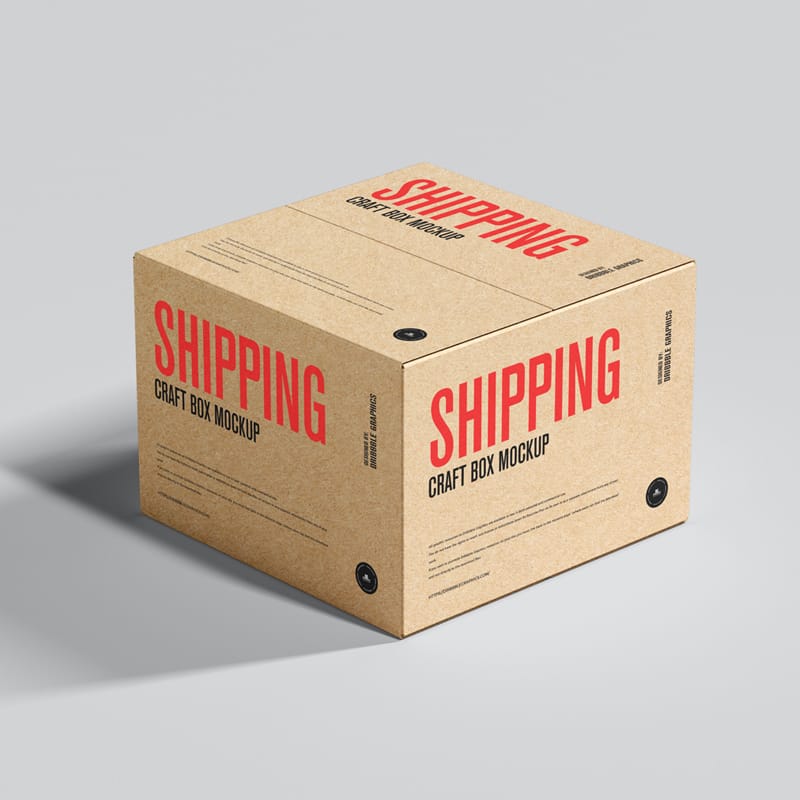 Free Shipping Craft Box Mockup PSD