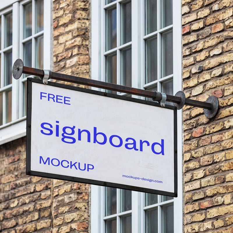 Free Simple Rectangle Signboard Mockup PSD